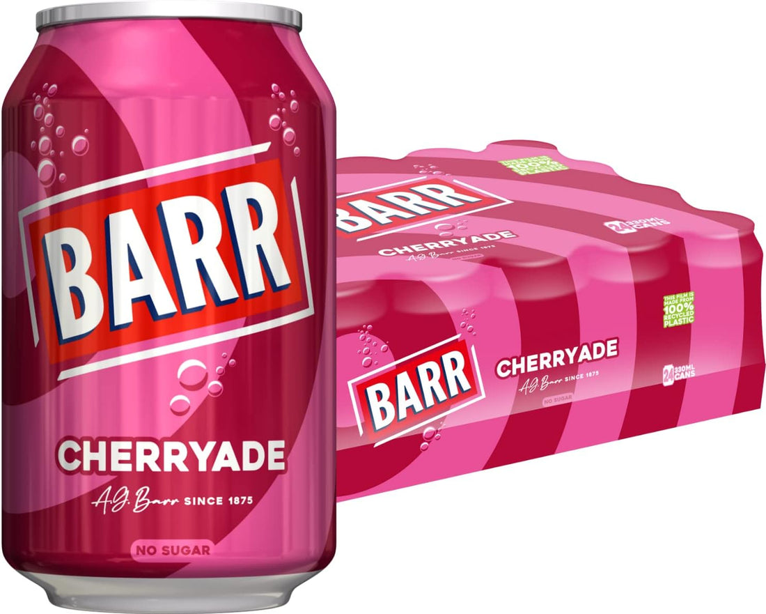 BARR Cherryade 24 Cans – Guilt-Free Sparkling Cherry Beverage – Jolafunbs