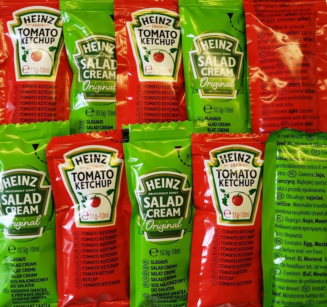 Heinz Sachets – 12 Ketchup & 12 Salad Cream, Perfect On-the-Go – Jolafunbs