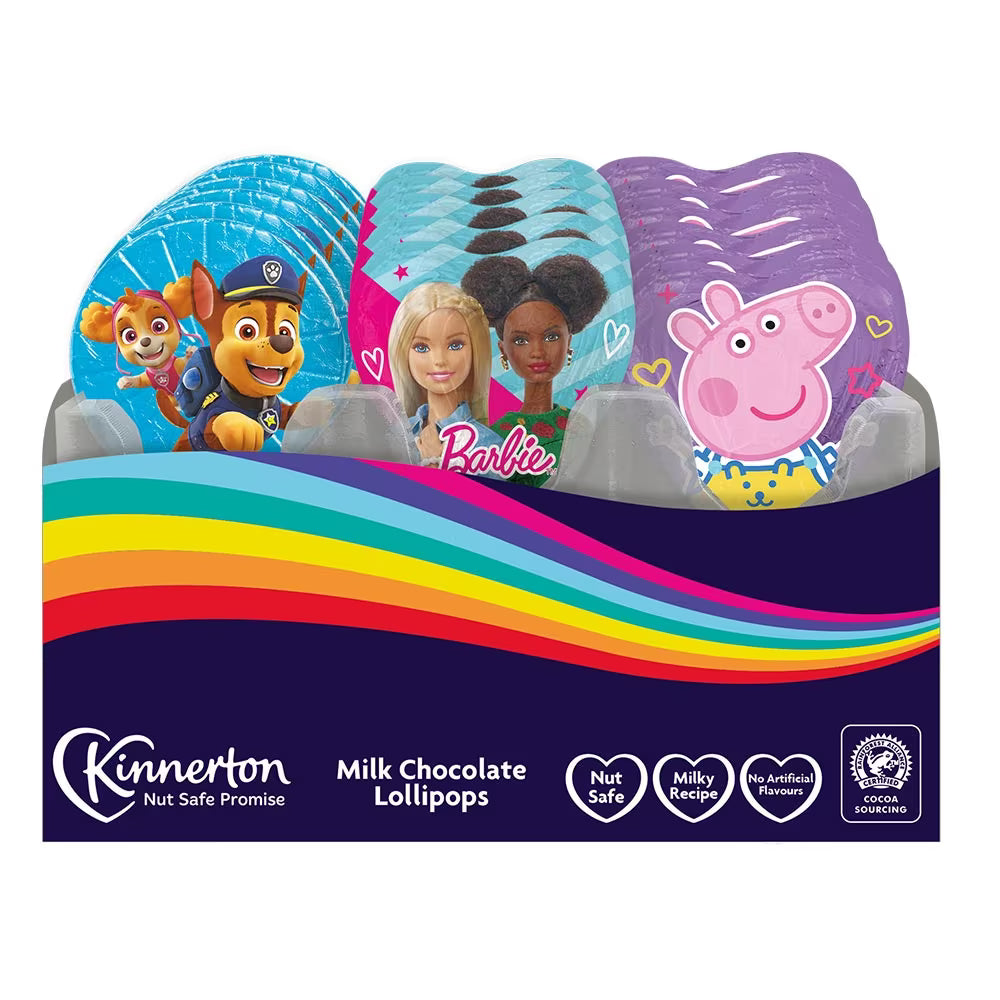 Kinnerton Milk Chocolate Lollipops 27x22g – Character Treats – Jolafunbs