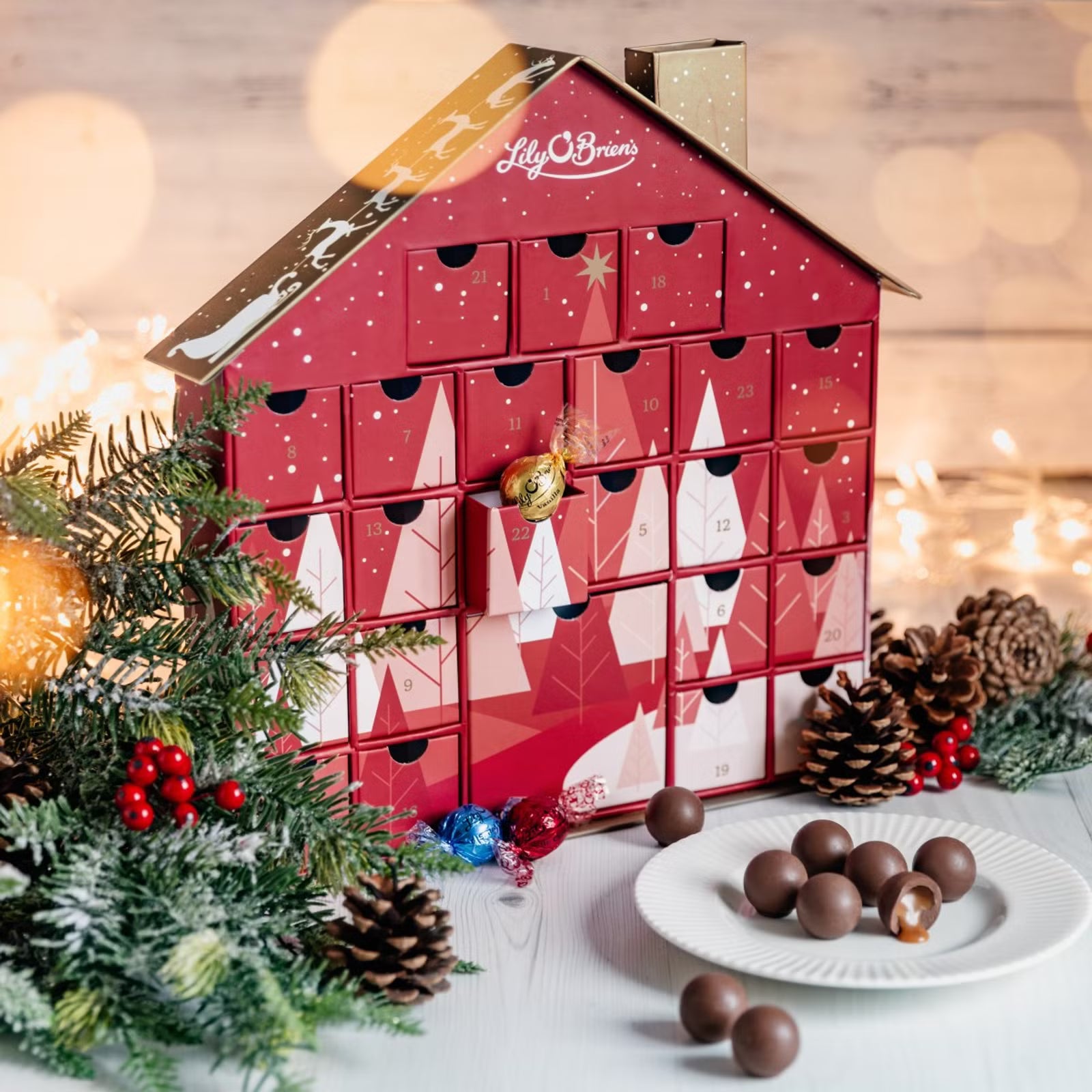 Red Chocolate Truffle Advent House 360g – Holiday Gift Countdown ...